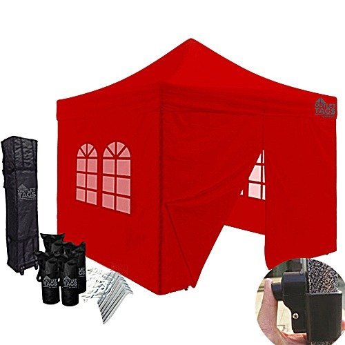 Red 10×10 Canopy Tent with Four Walls - Outlet Tags Tentes