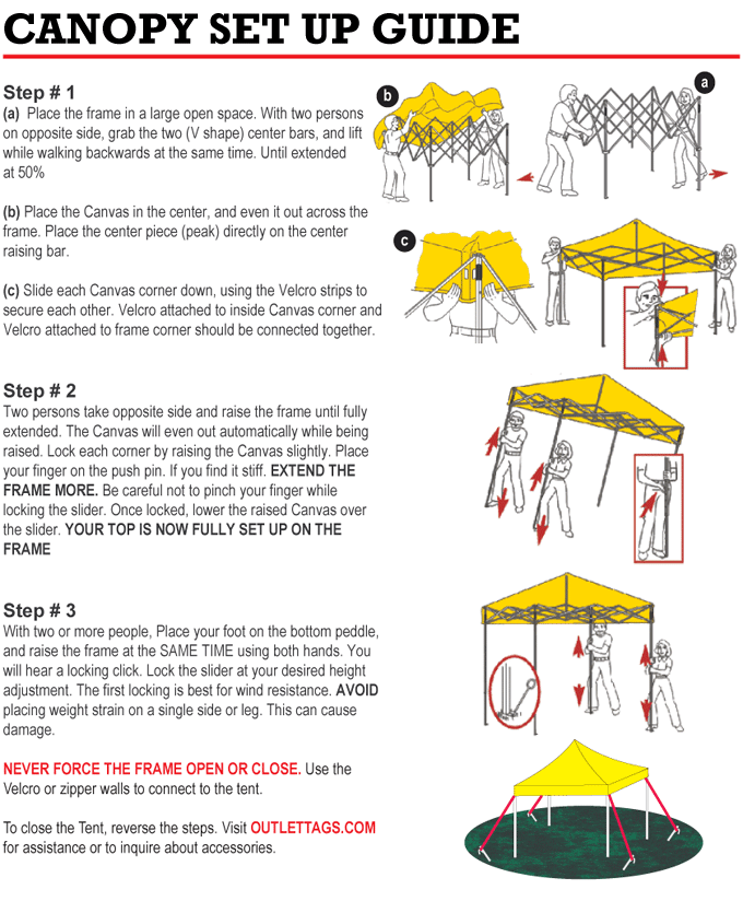 Canopy Set Up Guide - Outlet Tags Tentes